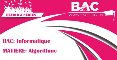 Série D'Exercice Avec Correction - Informatique - Pdf - Bac Tunisie 2026