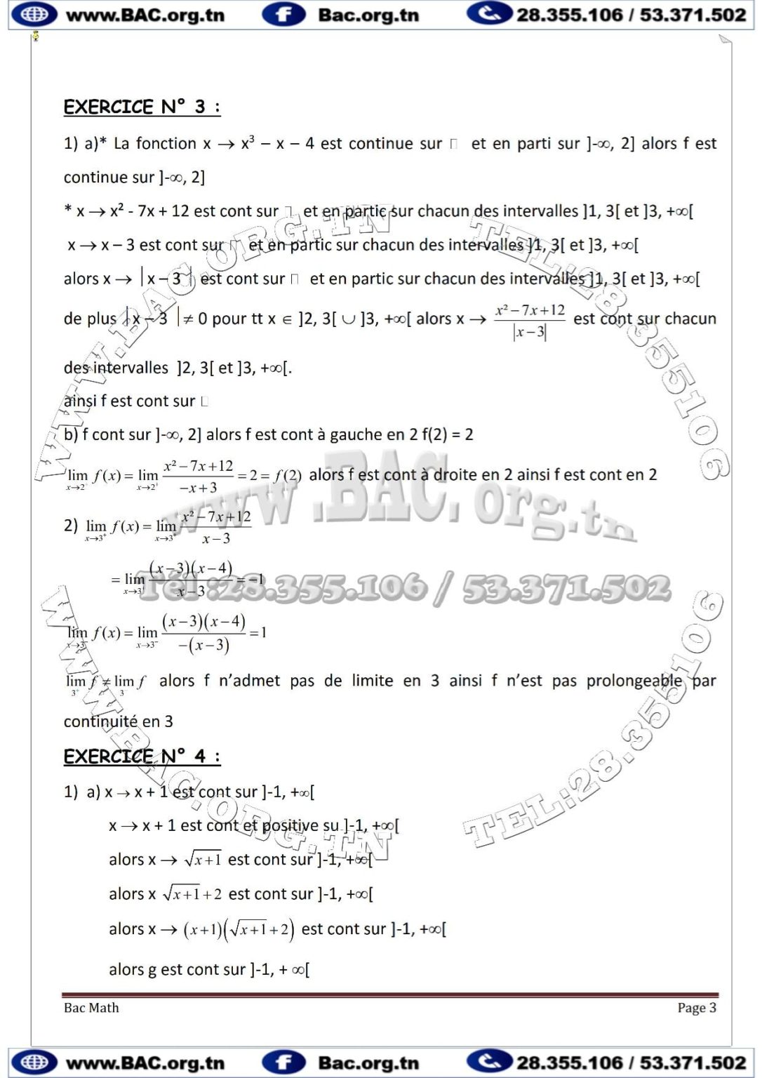 Séries Mathématique Pilote Sfax avec corrigés - Toute l'année - BAC ...