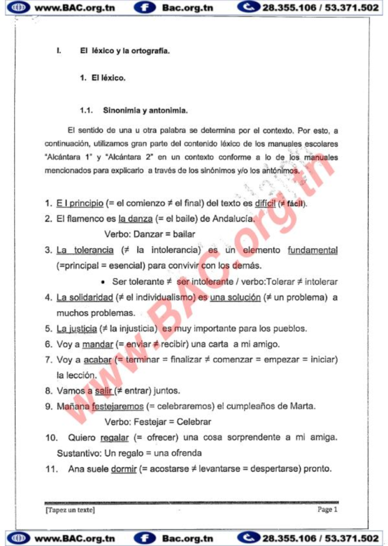 Option Espagnol - Résumés et Examens Baccalauréat Avec Corrections - Bac 2026 - Bac Tunisie 2026